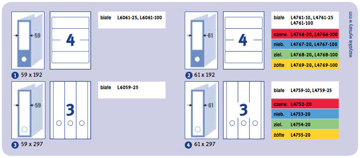 Etykieta na segregator Avery L6060-25 192 x 34 białe wąska 200 etykiet ...